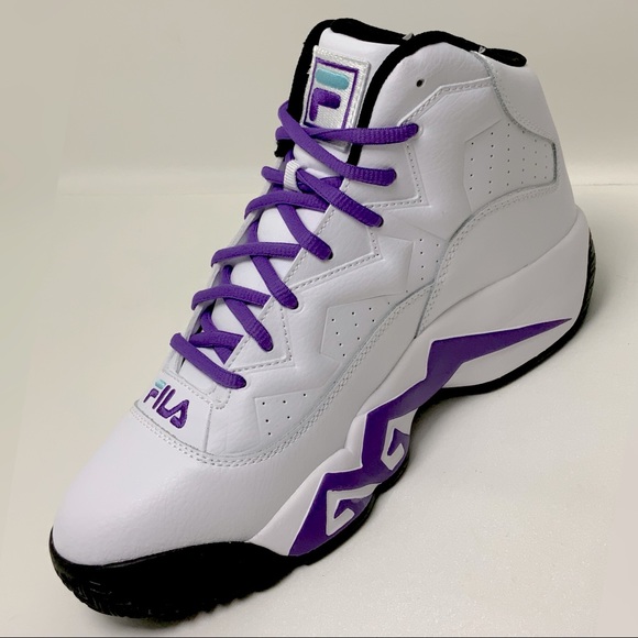 Fila | Shoes | Mens Fila Mb Chenille White Purple Turquoise Sneakers ...